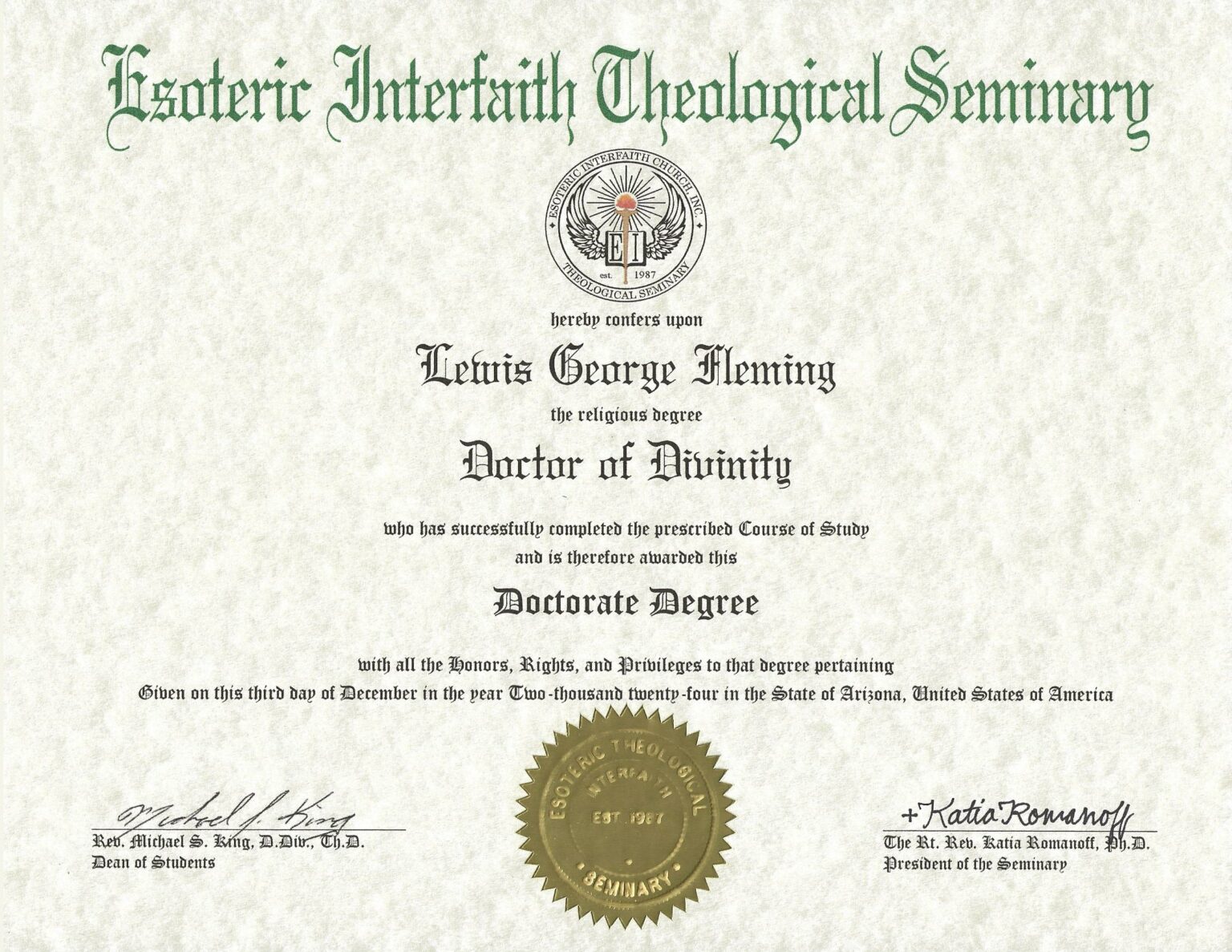 Seminary - Doctor of Divinity Degree Doctor of Theology or Ministry ...